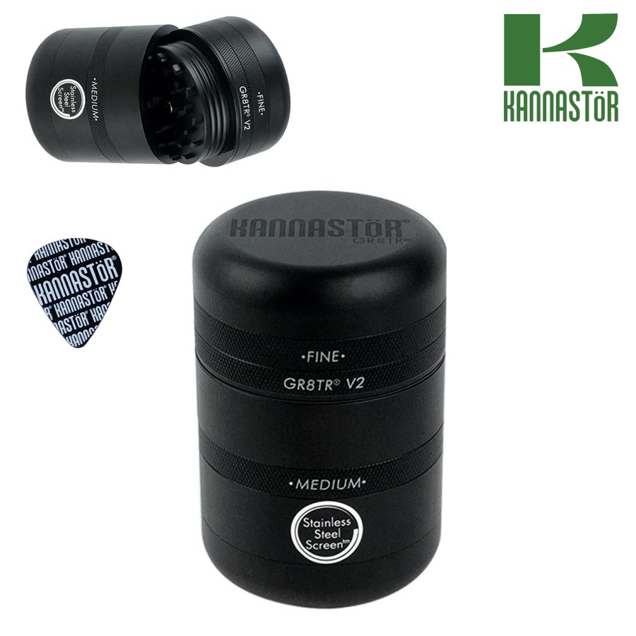 KANNASTÖR GR8TR V2 SERIES SOLID SCREEN CHAMBER GRINDER – 2.125″ BLACK ...