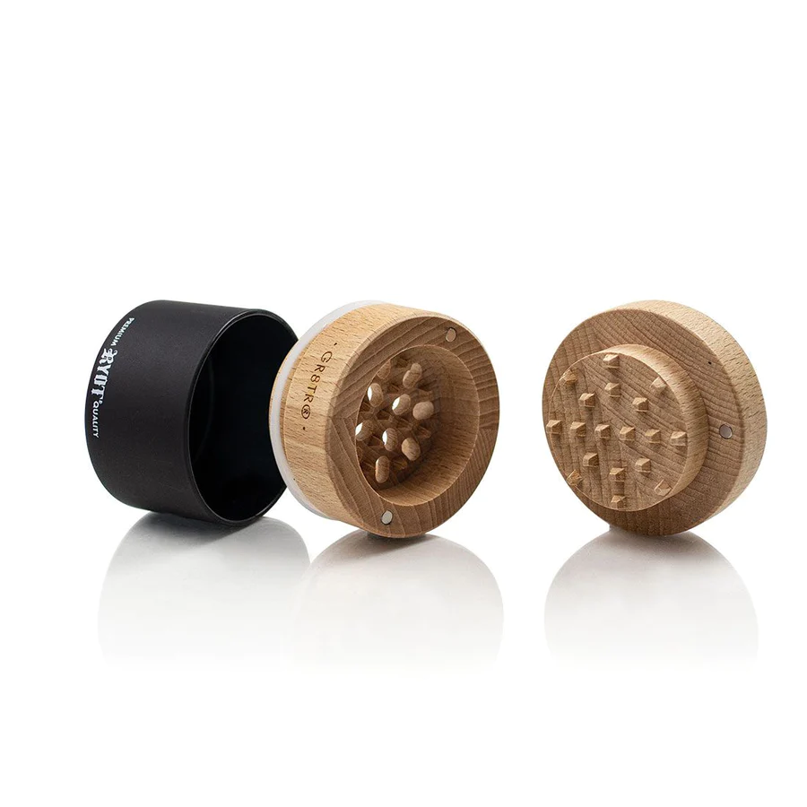 Beech Wood GR8TR Grinder with Jar Body (Black) - BC Extract Supply
