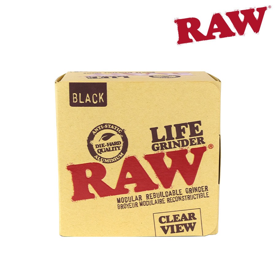 Raw Life 4 Piece Grinder, Red with Clear Body - BC Extract Supply